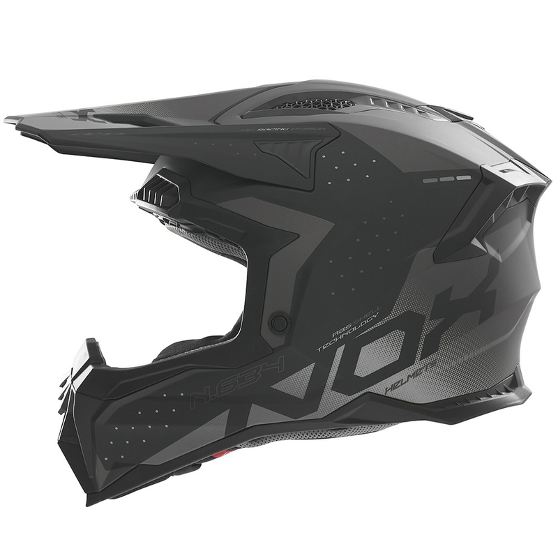 Motocross-Helm NOX N634 mattschwarz-silber | Motozem.de