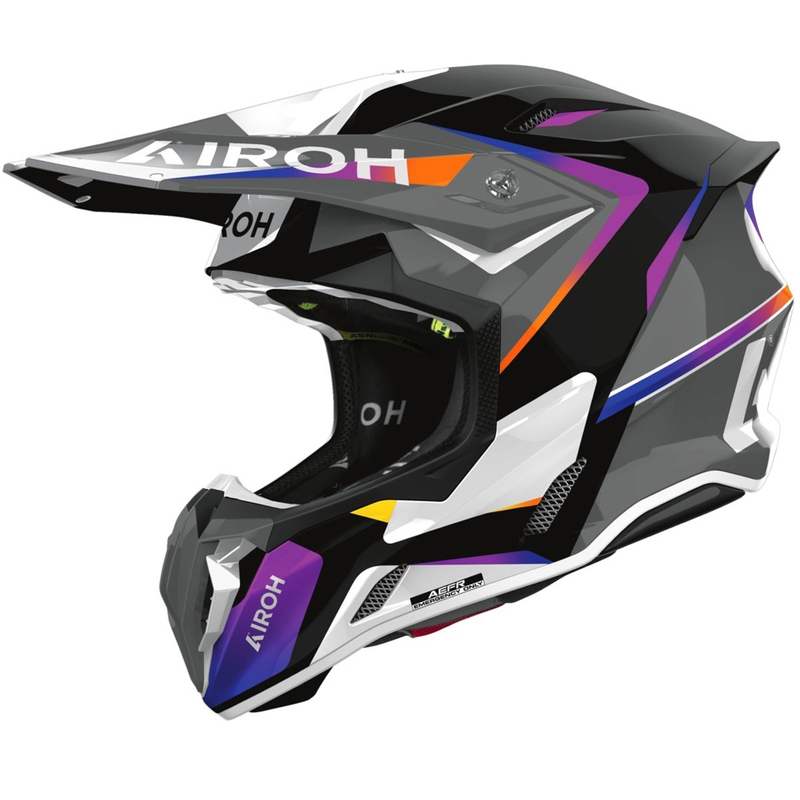 Motocrosshelm Airoh Twist 3 Hustle glänzend grau-lila | Motozem.de